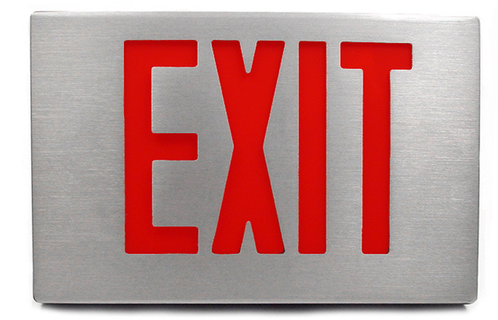Aluminum Exit Sign Red LED Universal Face