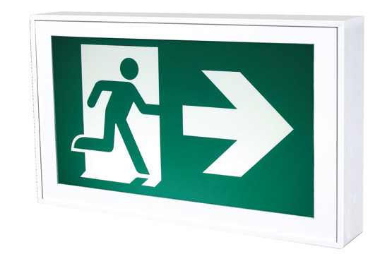 Aluminum Running Man Exit Sign White Housing