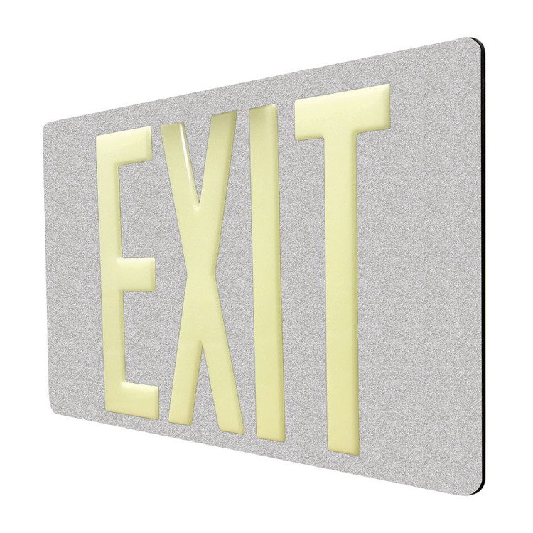 75' Photoluminescent Exit Sign with Silver Background