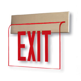 Wall Recessed Edge Lit Exit Sign with Red Letters