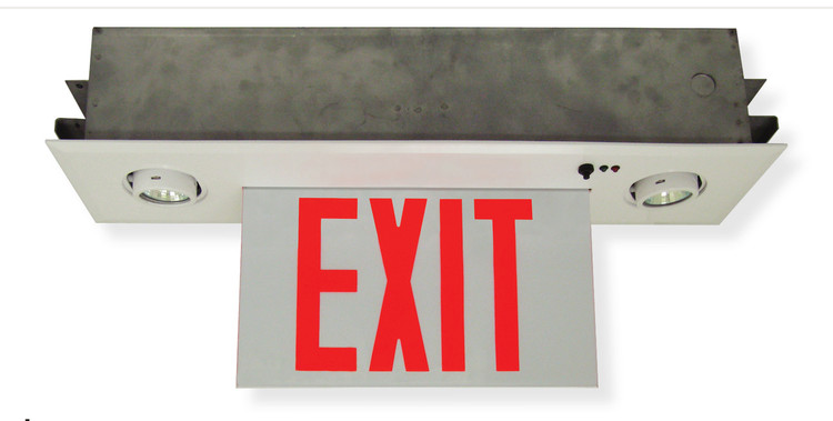 Recessed Edge Lit Exit Sign Combo with MR16 Lamps