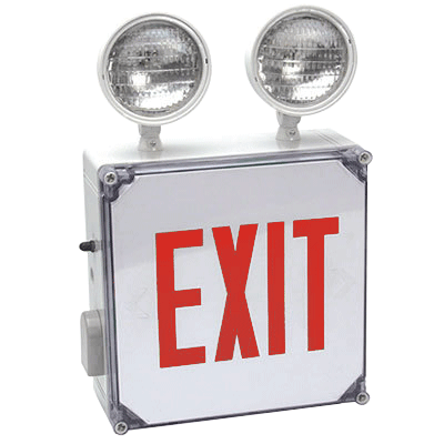 Weatherproof Exit Sign Combo with Red Letters