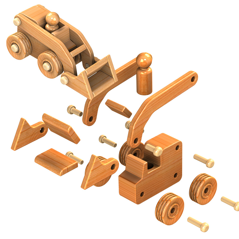 Mini Constructors Road Grader & Bobcat Wood Toy Plans