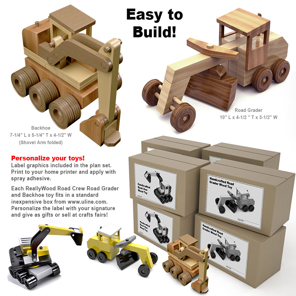 ReallyWood Road Crew Road Grader & Backhoe Wood Toy Plans