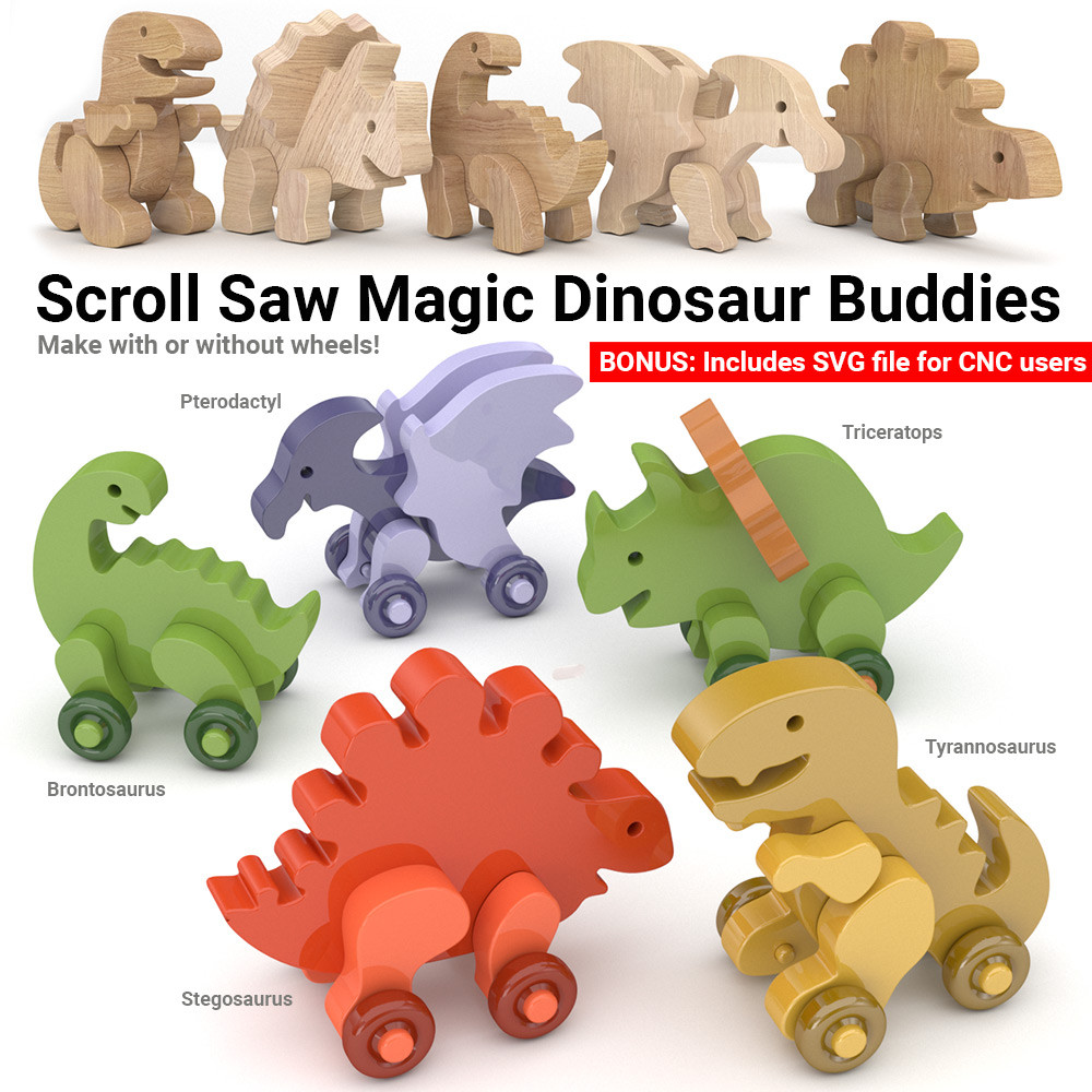 Scroll Saw Magic Dino Delights Wood Toy Plans (PDF Download + SVG File)