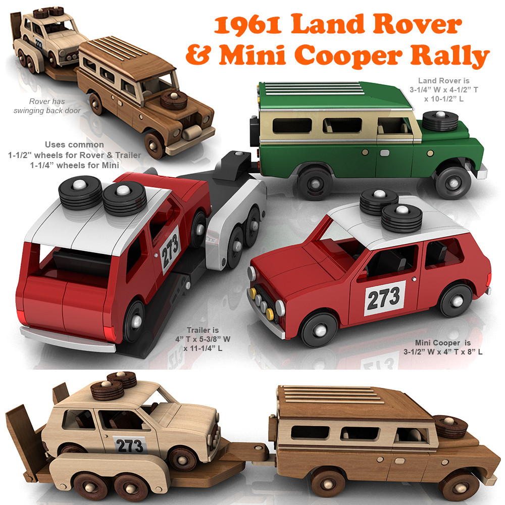 1961 Land Rover and Mini Cooper Rally Wood Toy Plans