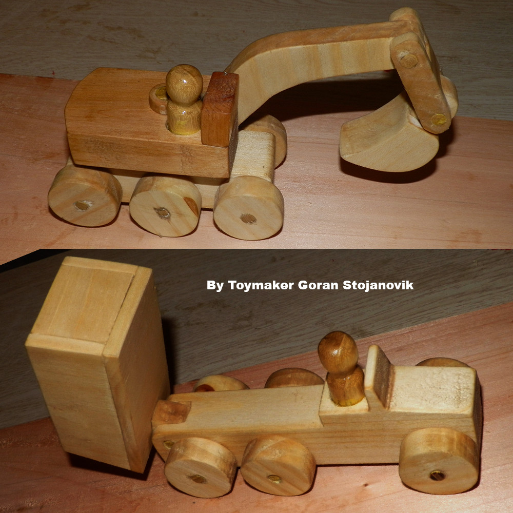 Mini Constructors Dump Truck & Backhoe Wood Toy Plans