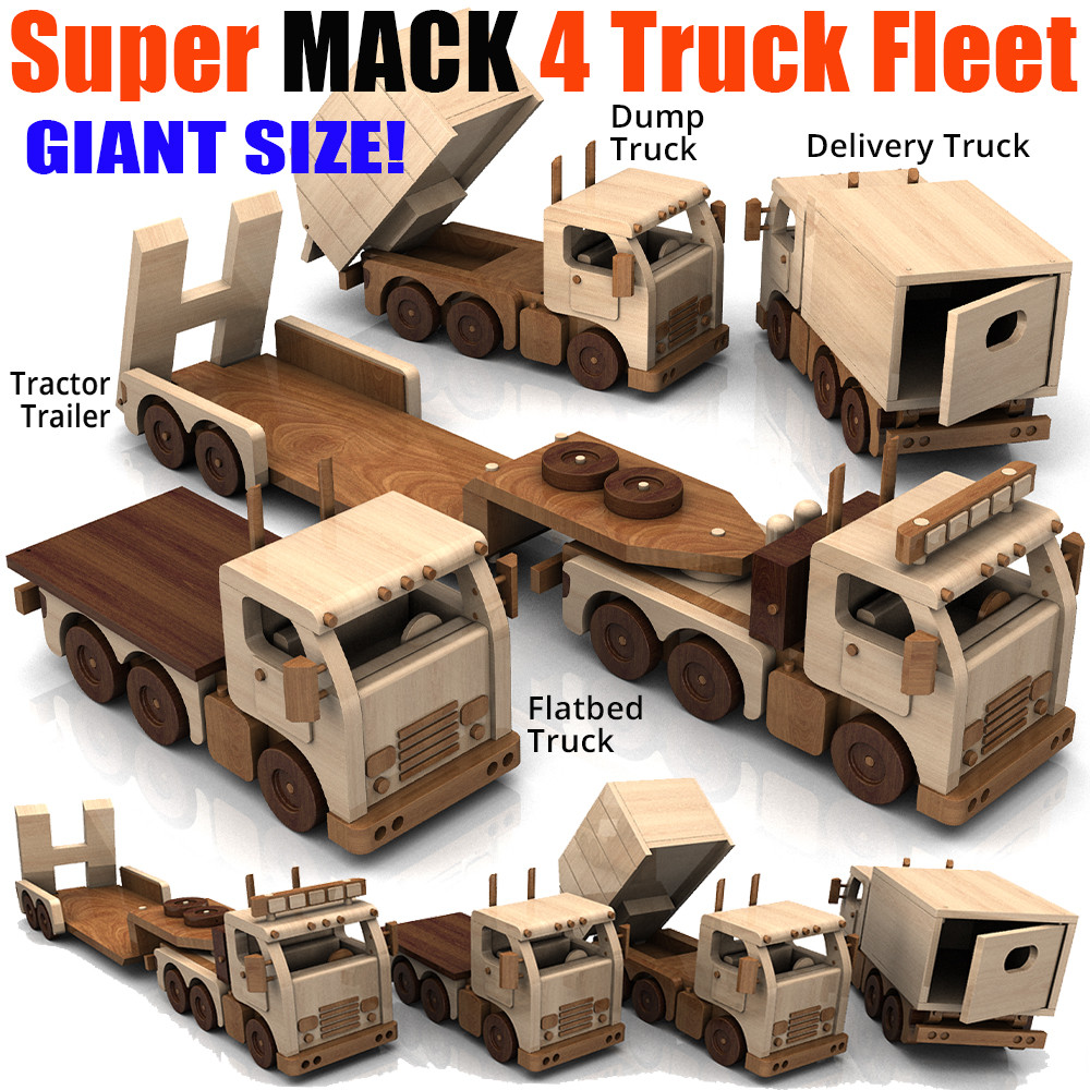 Super MACK 4 Truck Fleet Wood Toy Plans