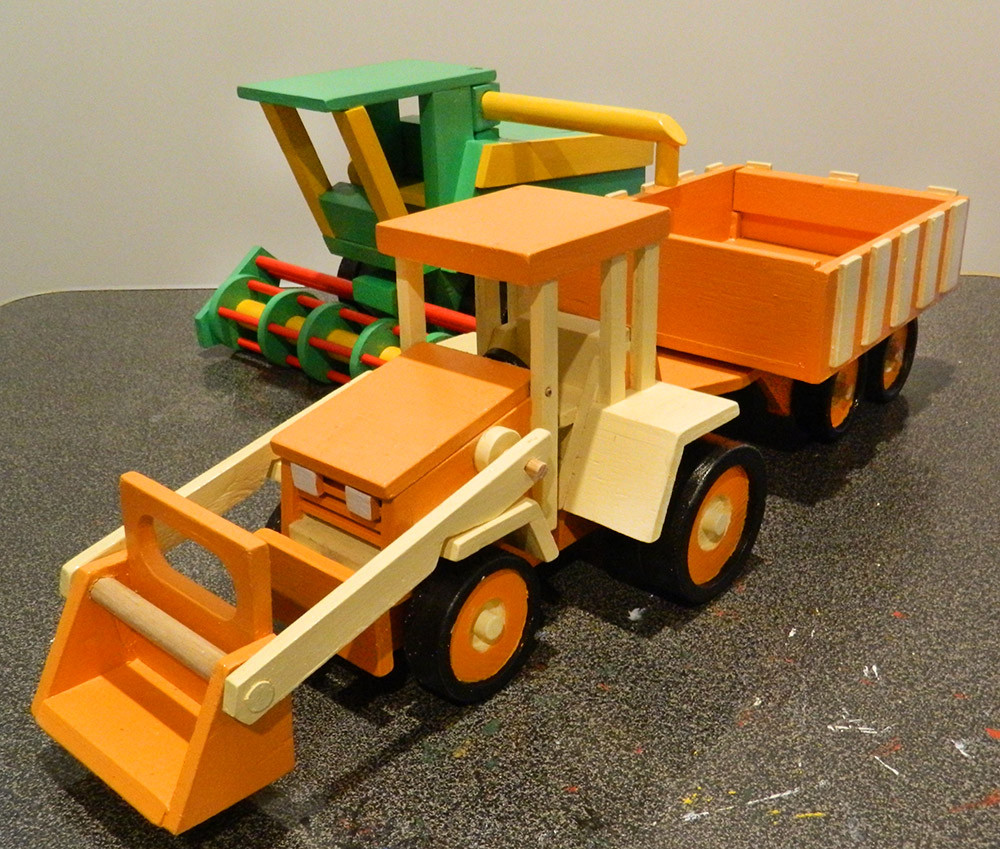 Super ReallyWood Combine + Big Farm Tractor & Grain Dumper Wood Toy Plans
