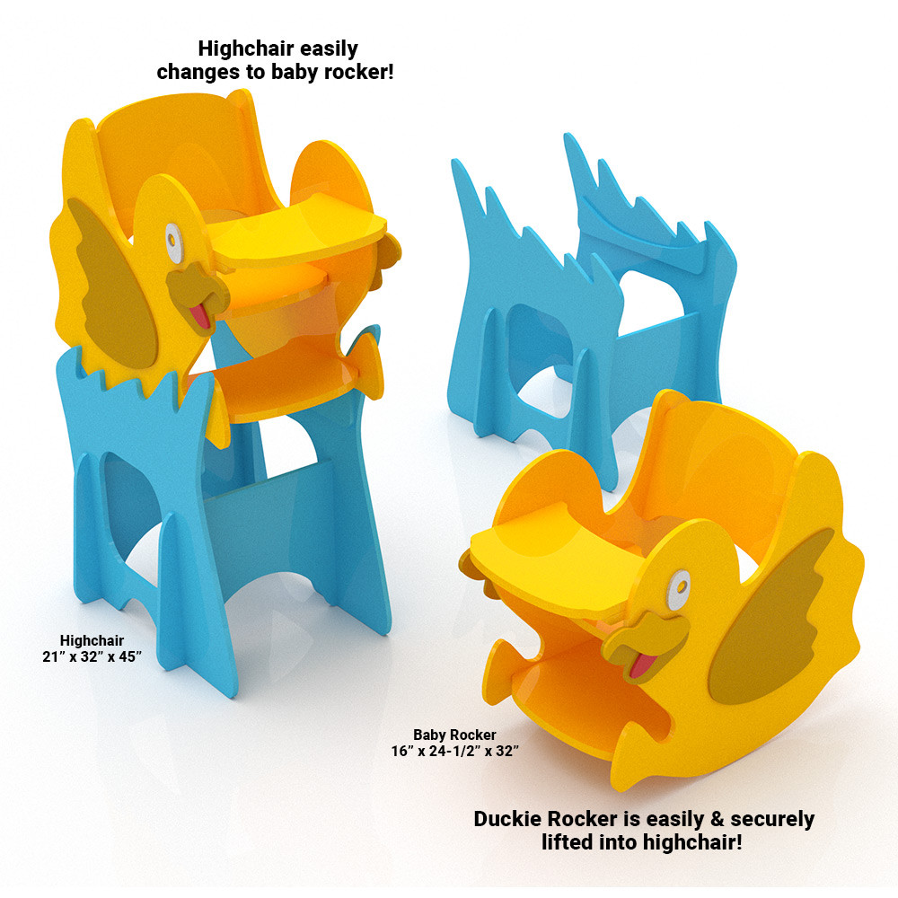 Happy Duckie Baby Rocker & Highchair Wood Toy Plans (PDF Download + SVG ...