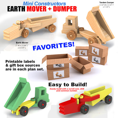 Mini Constructors Earth Mover + Tandem Dumper Wood Toy Plans