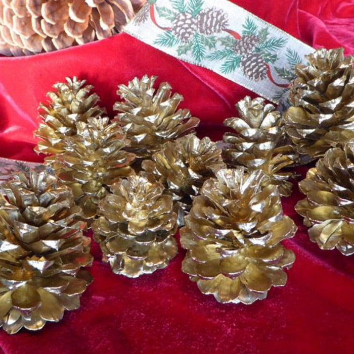 Gold Pine Cones For Sale | Christmas Decor Pine Cones