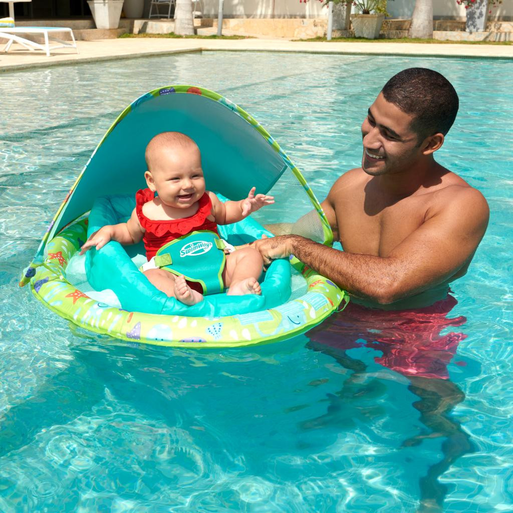 Swimways Infant Baby Spring Float with Adjustable Sun Canopy