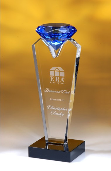 Blue Rising Diamond Crystal Award