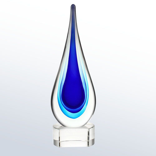 Blue Art Glass Drop Award, 2 sizes available