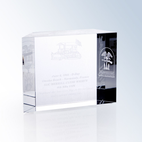 CRYSTAL BLOCK AWARD, 3 3/8", 2 sizes available, engraved crystal
