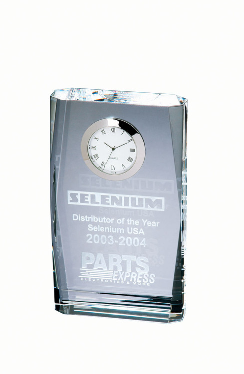 OPTICAL CRYSTAL BEVELED CLOCK PLAQUE