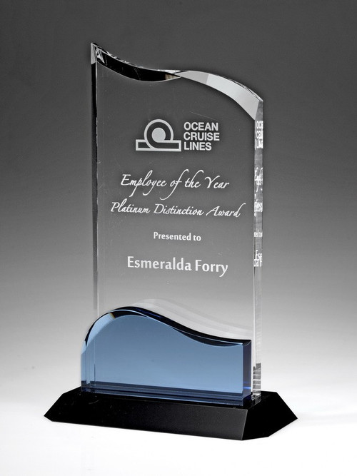 Luminous Wave Crystal Award, 3 sizes available