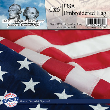 American Flag 4 x 6 - Embroidered - ZeroWasteUSA.com