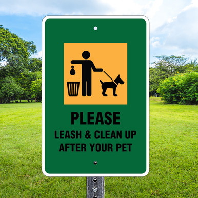 Leash and Clean Up Sign