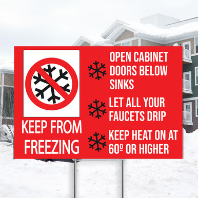 Freeze Warning (Red) - 12" x 18" Coroplast Signs