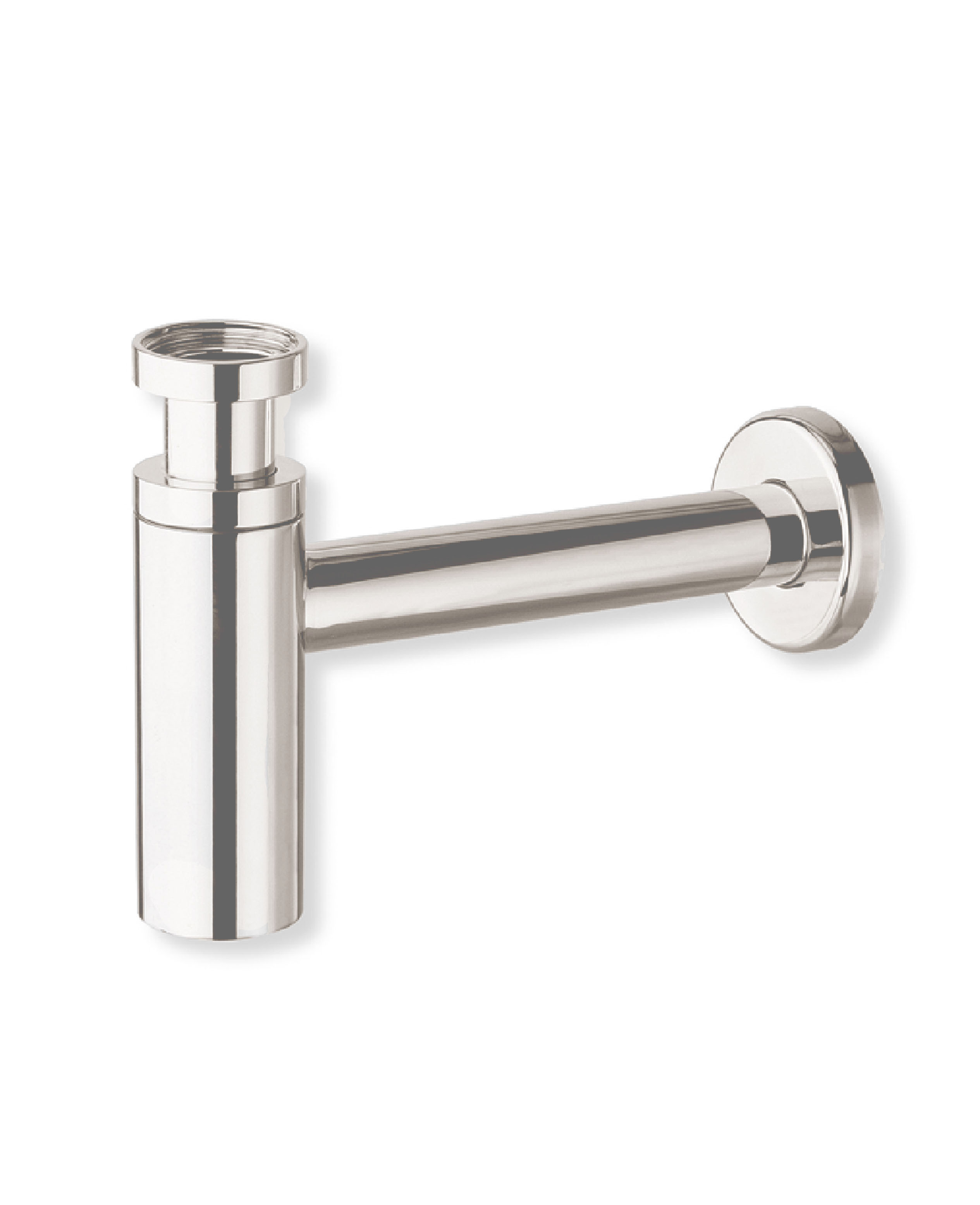 Flow 1.25inch basin trap with 400mm extension and flange brushed nickel