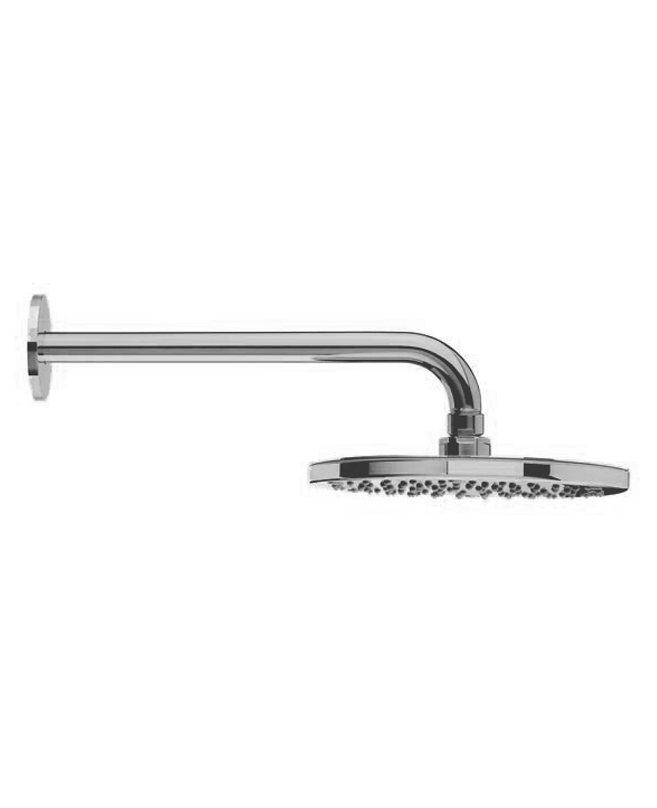 Flow 250mm slim shower rose and arm brushed steel