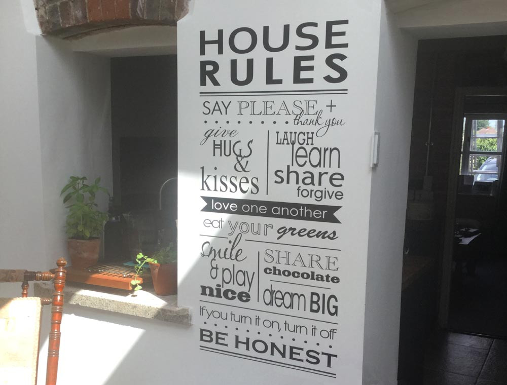 Personalised Family Rules Wall Art Sticker (FREE application tool)
