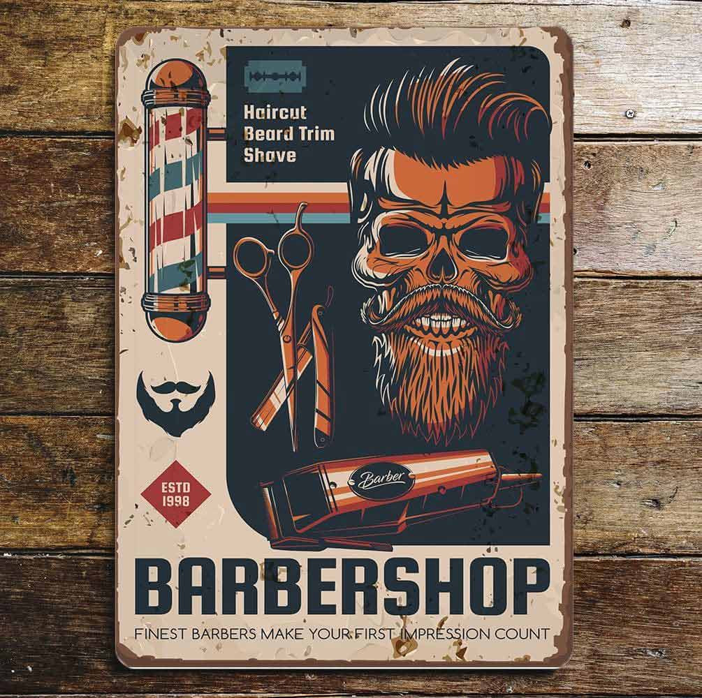 Retro Vintage Metal Barber Shop Sign