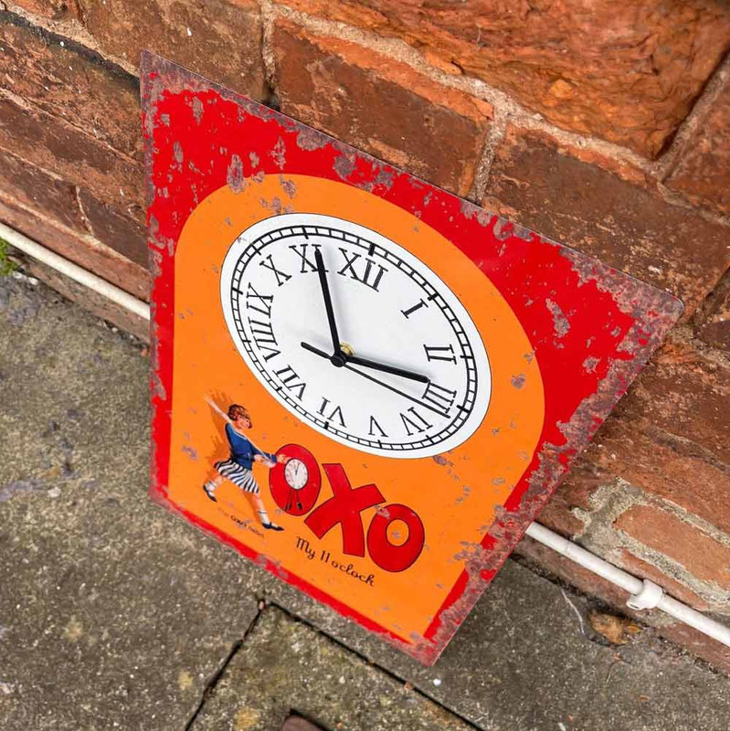 Replica Vintage Metal Advertising OXO Clock - 30cm x 45cm
