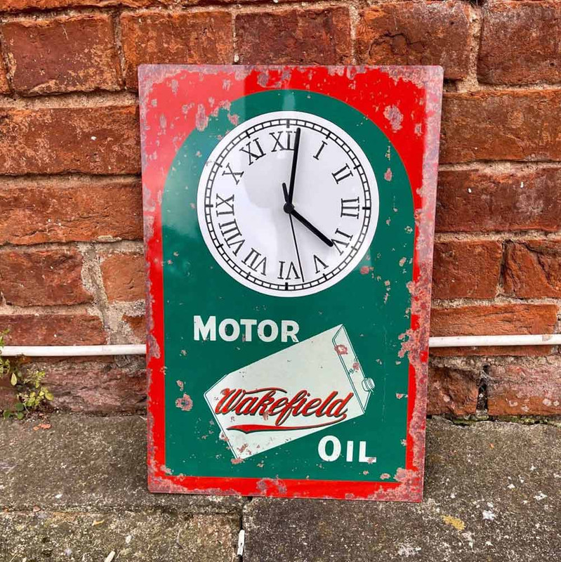 Wakefield Castrol Motor Oil Sign Metal Wall Clock - 30cm x 45cm