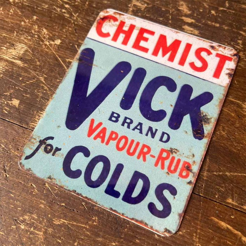 Retro Vicks Vapour Rub Metal Advertising Sign