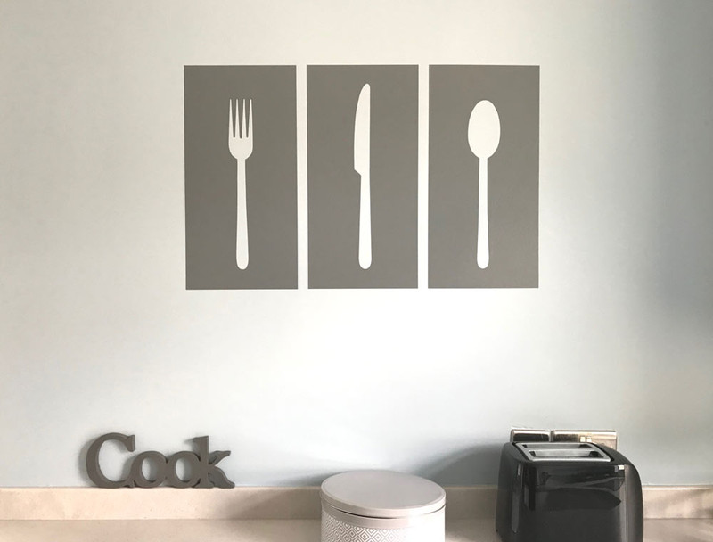 Knife Fork Spoon Wall Art Sticker ( FREE application tool )