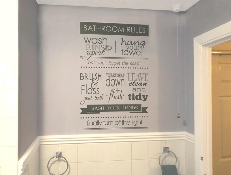 Bathroom Rules Wall Sticker ( FREE application tool )