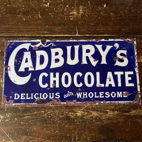 Vintage Metal Cadburys Sign - Blue & White