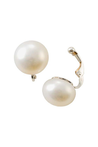 Large Button Pearl Clip-on Earrings