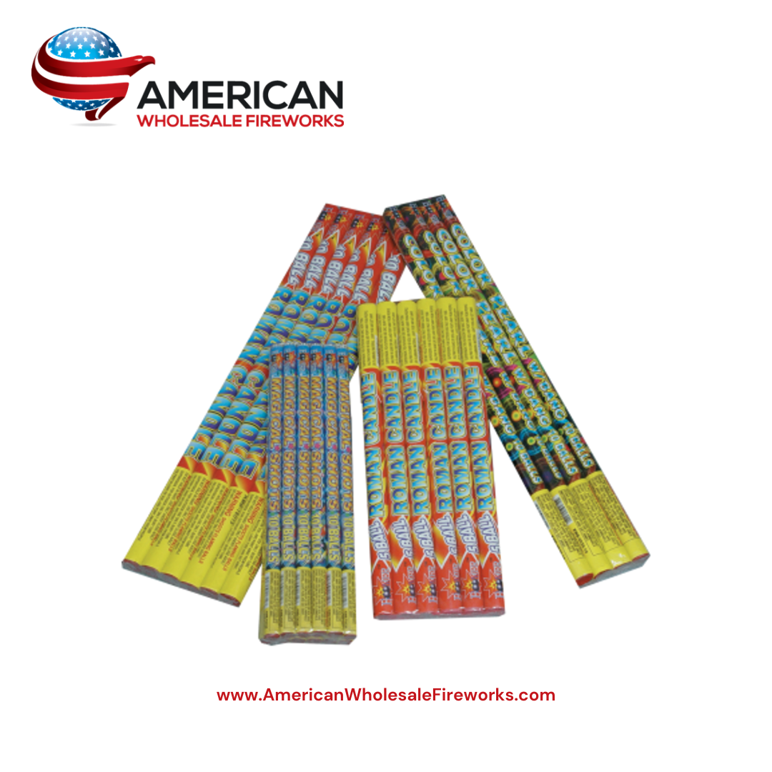 4 Assorted Effects Roman Candles - World Class