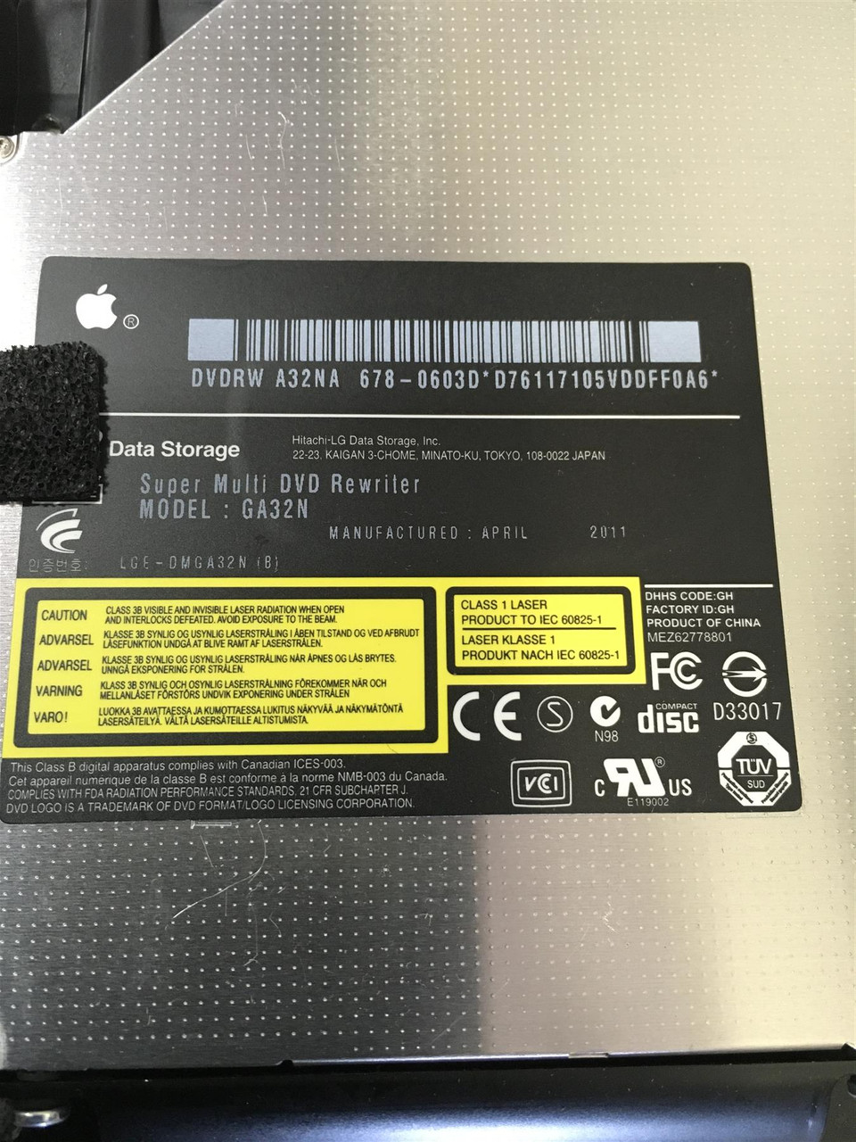 Apple iMac i7 DVD RW Burner Drive Superdrive GA32N 678-0603A