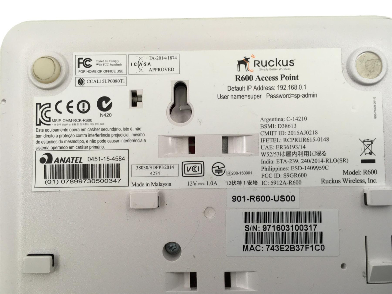 Ruckus R600 Access Point.