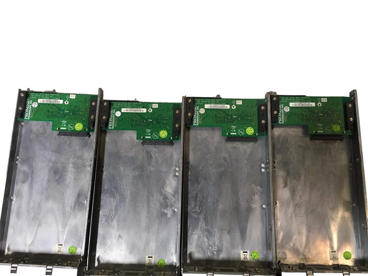 Lot of 4 Promise GP0548-03 REV A2 VTrak SATA MUX Adapters with HDD Trays