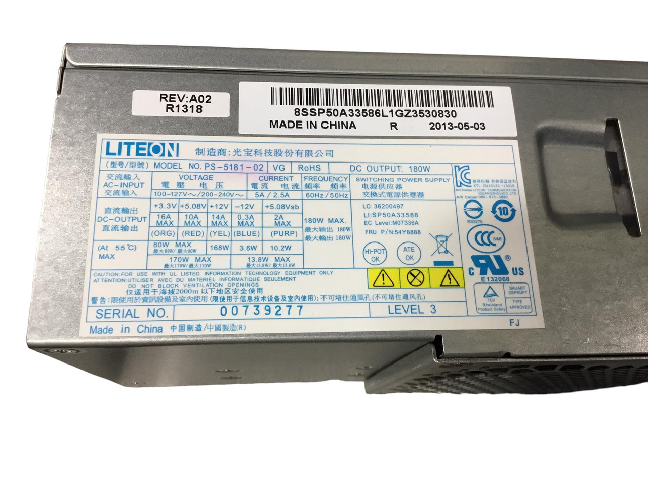 LiteOn PS-5181-02 180W 24-Pin TFX Power Supply for ThinkCentre