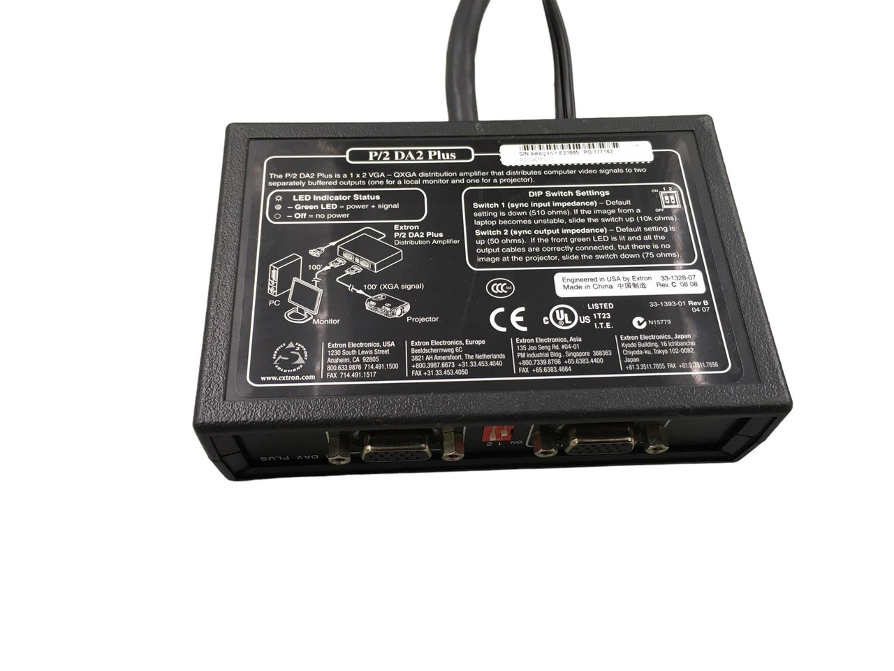 Extron P/2 DA2 PLUS Dual Output VGA/DVI Distribution Amplifier Splitter Amp