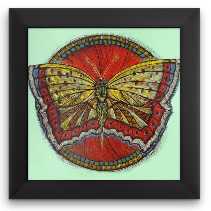 Wooden Resurrection Butterfly 19x19 Screen Print - Midwest Nice
