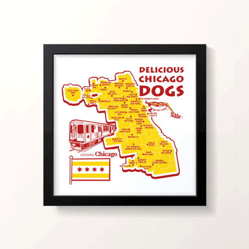 Delicious Chicago Dogs Print | Iconic Hot Dog Stands Map by Harebrained ...