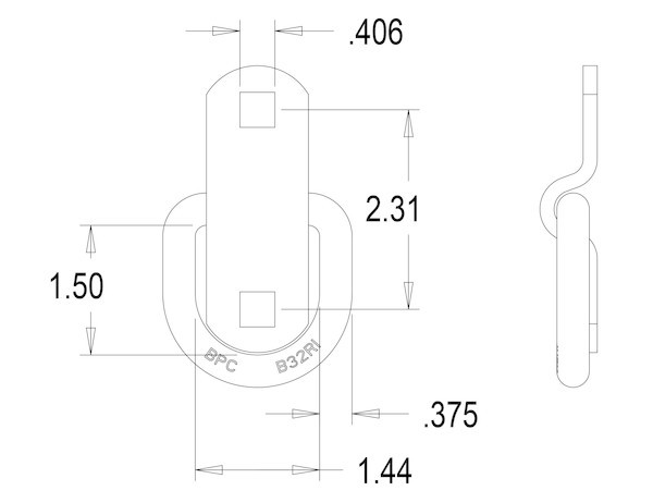 B32F - 3/8 Inch Forged D-Ring With Surface Mounted 2-Hole Mounting ...