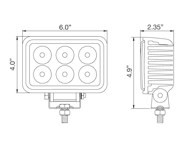 1493218 - 4 Inch by 6 Inch Rectangular LED Clear Spot Light With White ...