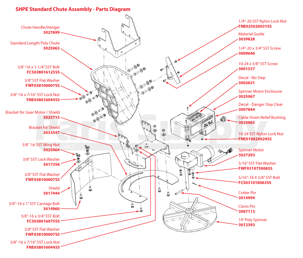 3025070 Buyers Replacement Standard Length Chute Assembly For SaltDogg ...