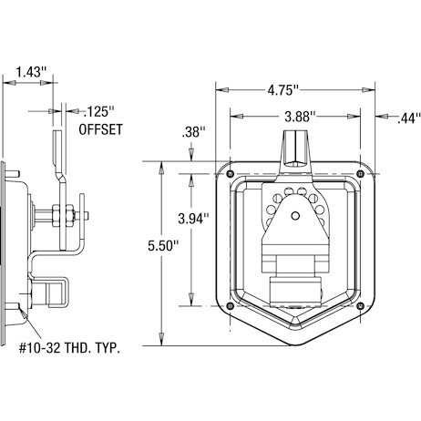 L8816 - Stainless Single Point T-Handle Latch with Blind Studs/Gasket ...