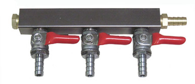 CO2 Distributor 3 Way with 5/16 Barb Shutoff