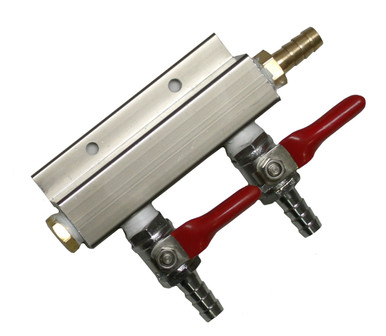CO2 distributor 2 Way with 5/16 Barb Shutoff